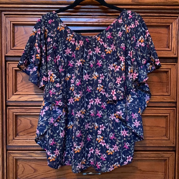 Maeve | Tops | Anthropologie Maeve Floral Flutter Sleeve Blouse | Poshmark